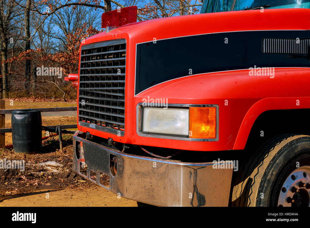 Front end of a semi truck while parked Stock Photo - Alamy