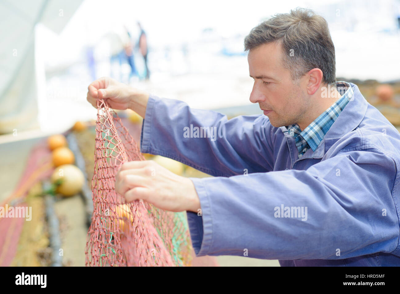 fisherman with net Stock Photo - Alamy