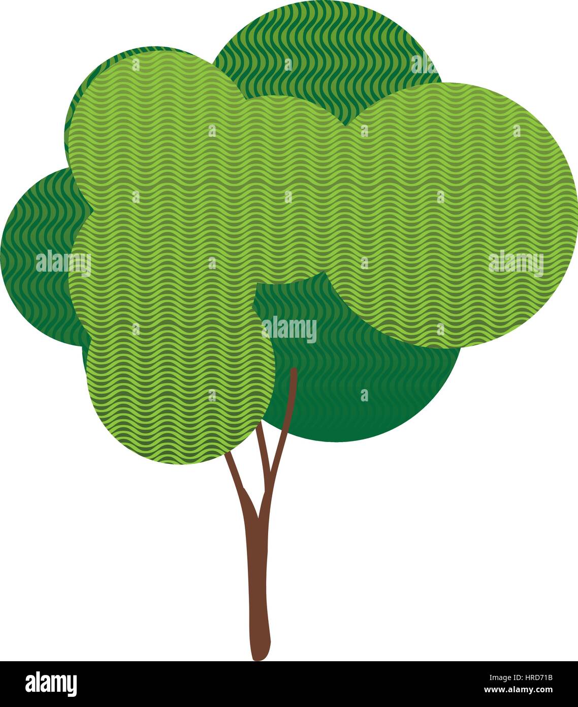 colorful silhouette leafy tree with wave lines Stock Vector Image & Art ...