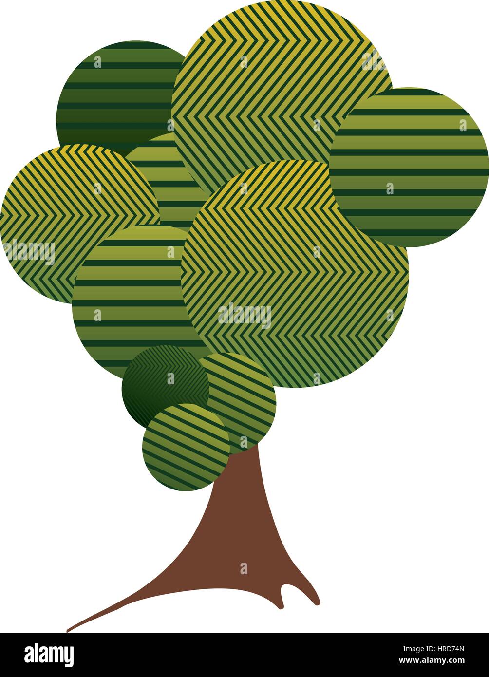colorful high leafy tree plant with striped lines and trunk Stock ...