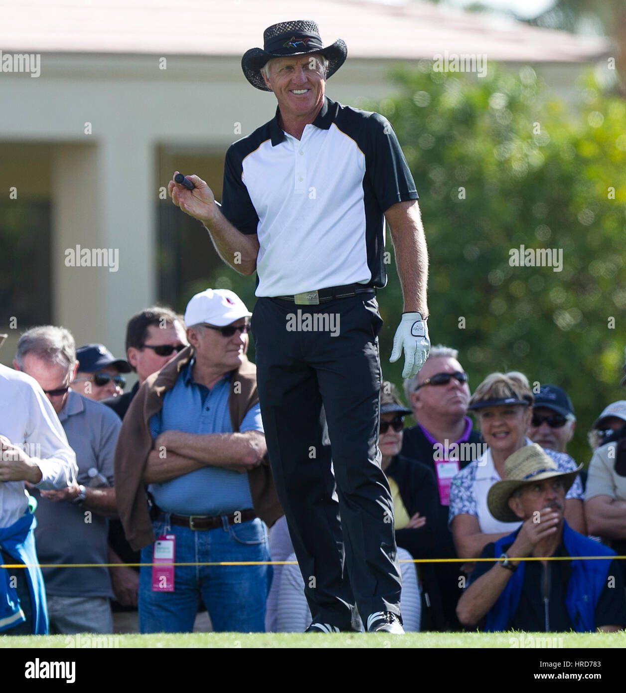 Pro golfer Greg Norman plays at the at the Humana Challenge held at PGA ...