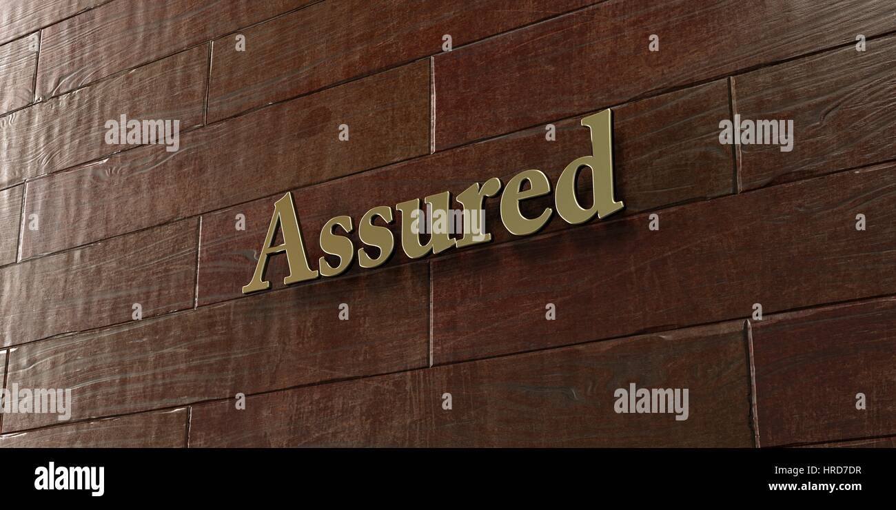Assured - Bronze plaque mounted on maple wood wall - 3D rendered ...