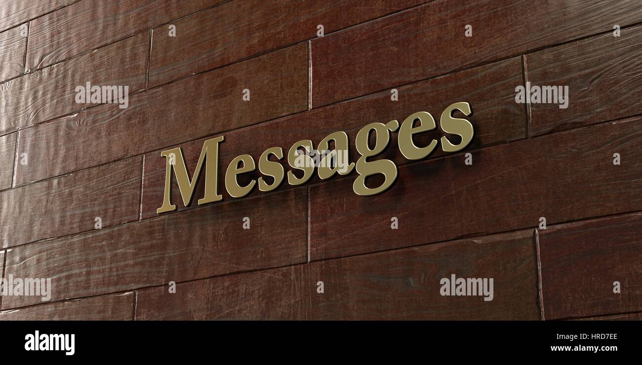 Messages - Bronze plaque mounted on maple wood wall - 3D rendered ...