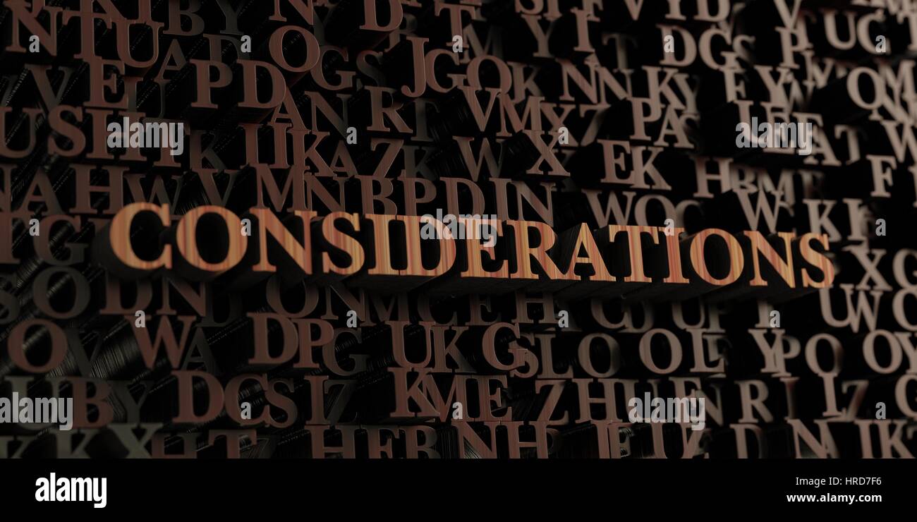 Considerations - Wooden 3D rendered letters/message. Can be used for an ...