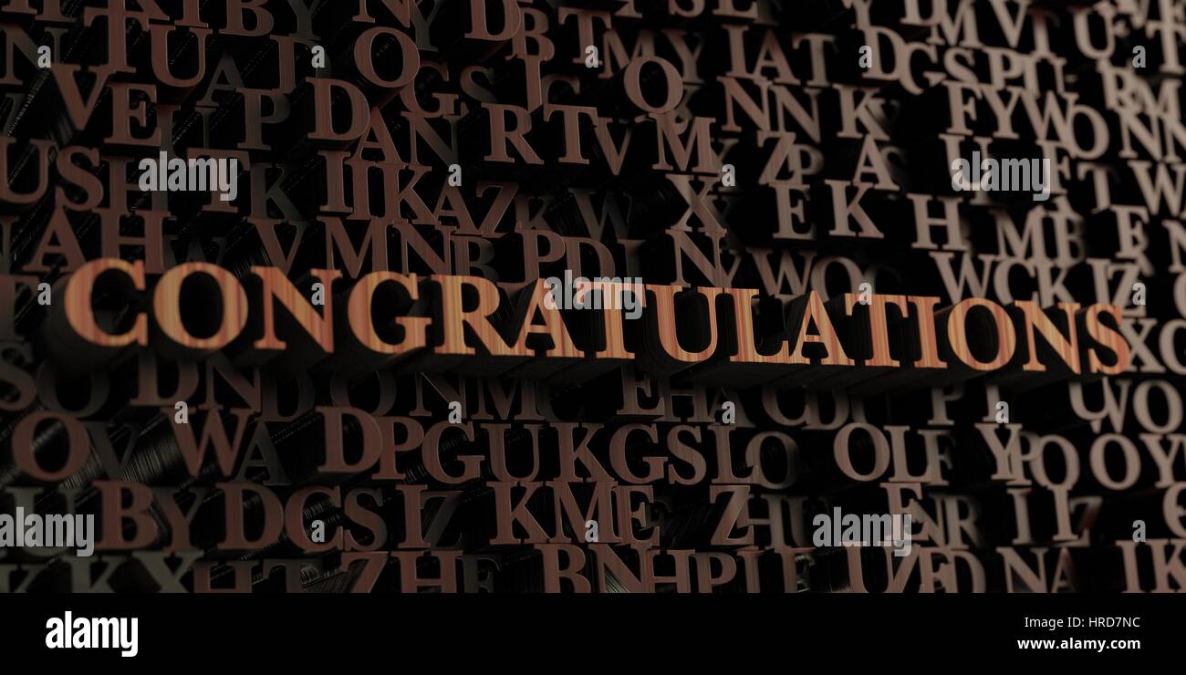 Congratulations - Wooden 3D rendered letters/message. Can be used for ...