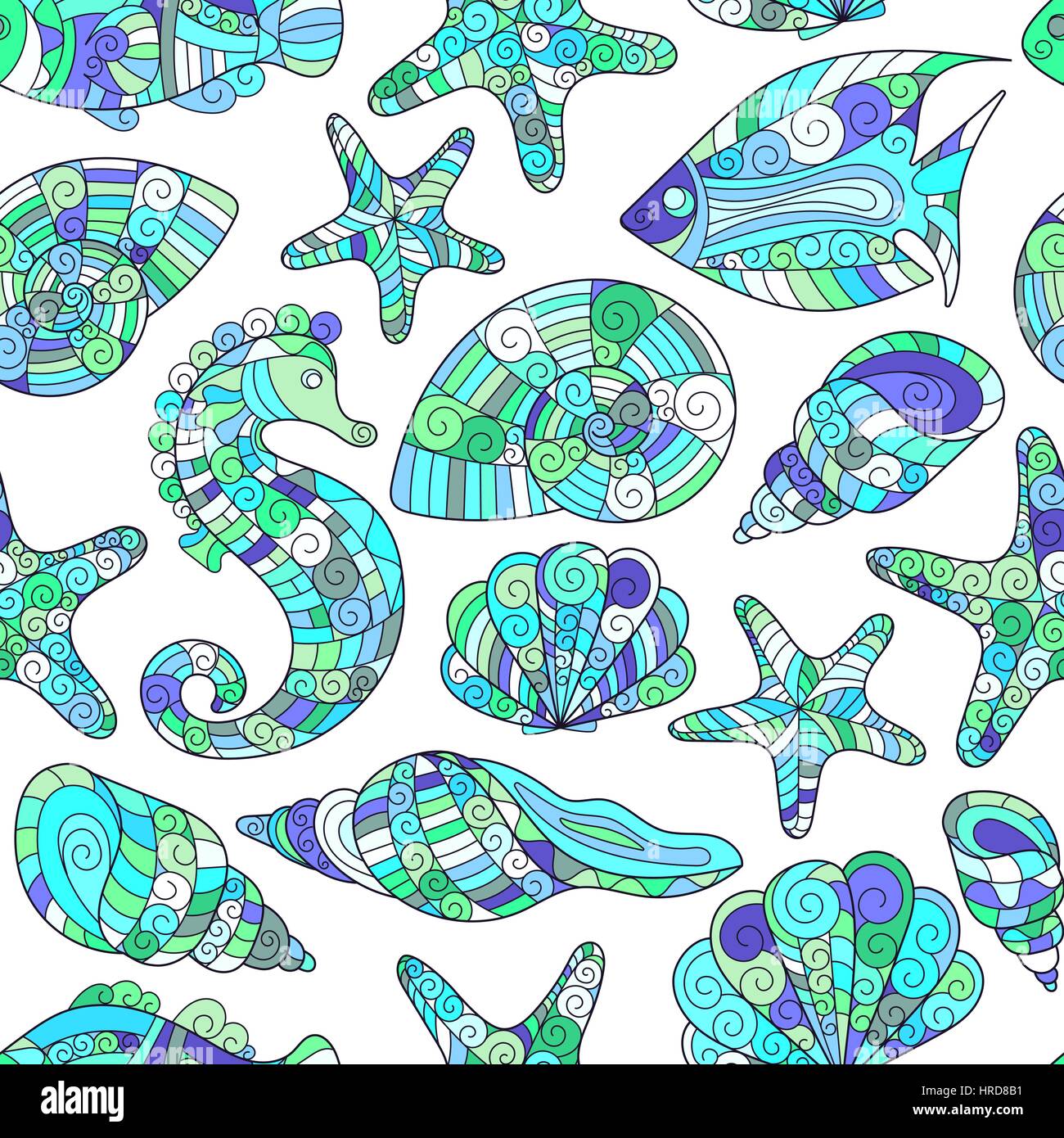 Zentangle stylized sea seamless pattern Stock Vector Image & Art - Alamy