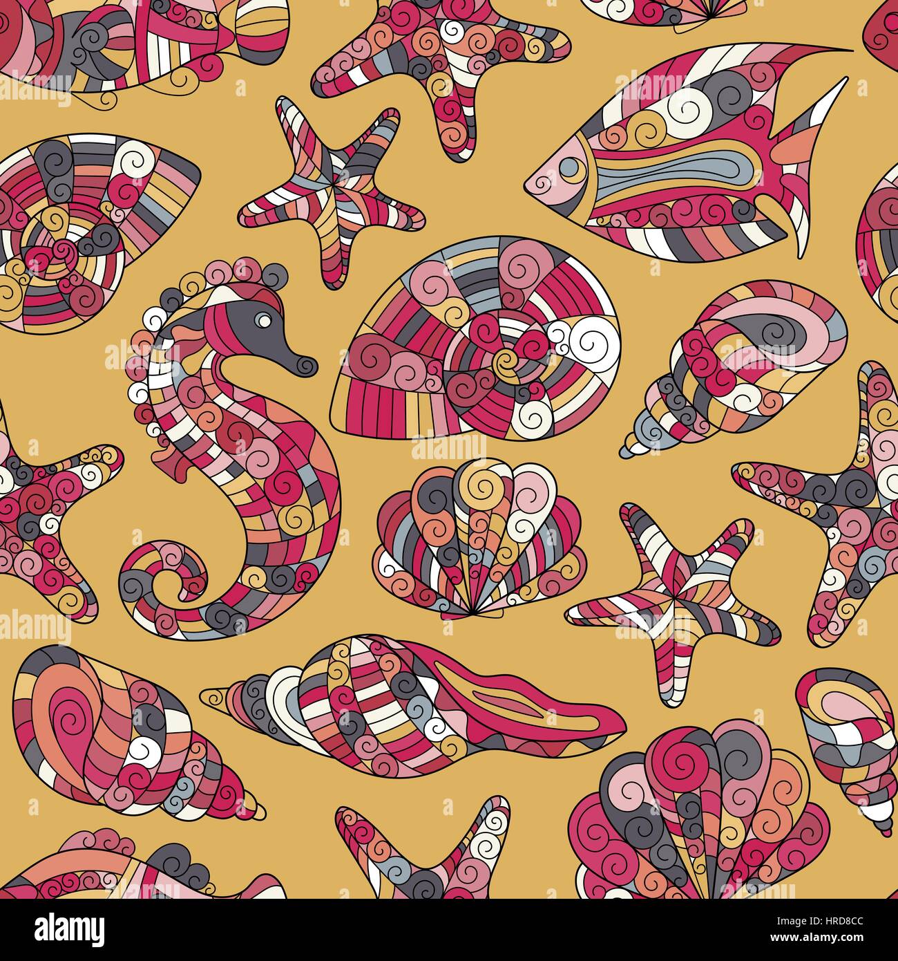 Zentangle stylized sea seamless pattern Stock Vector Image & Art - Alamy