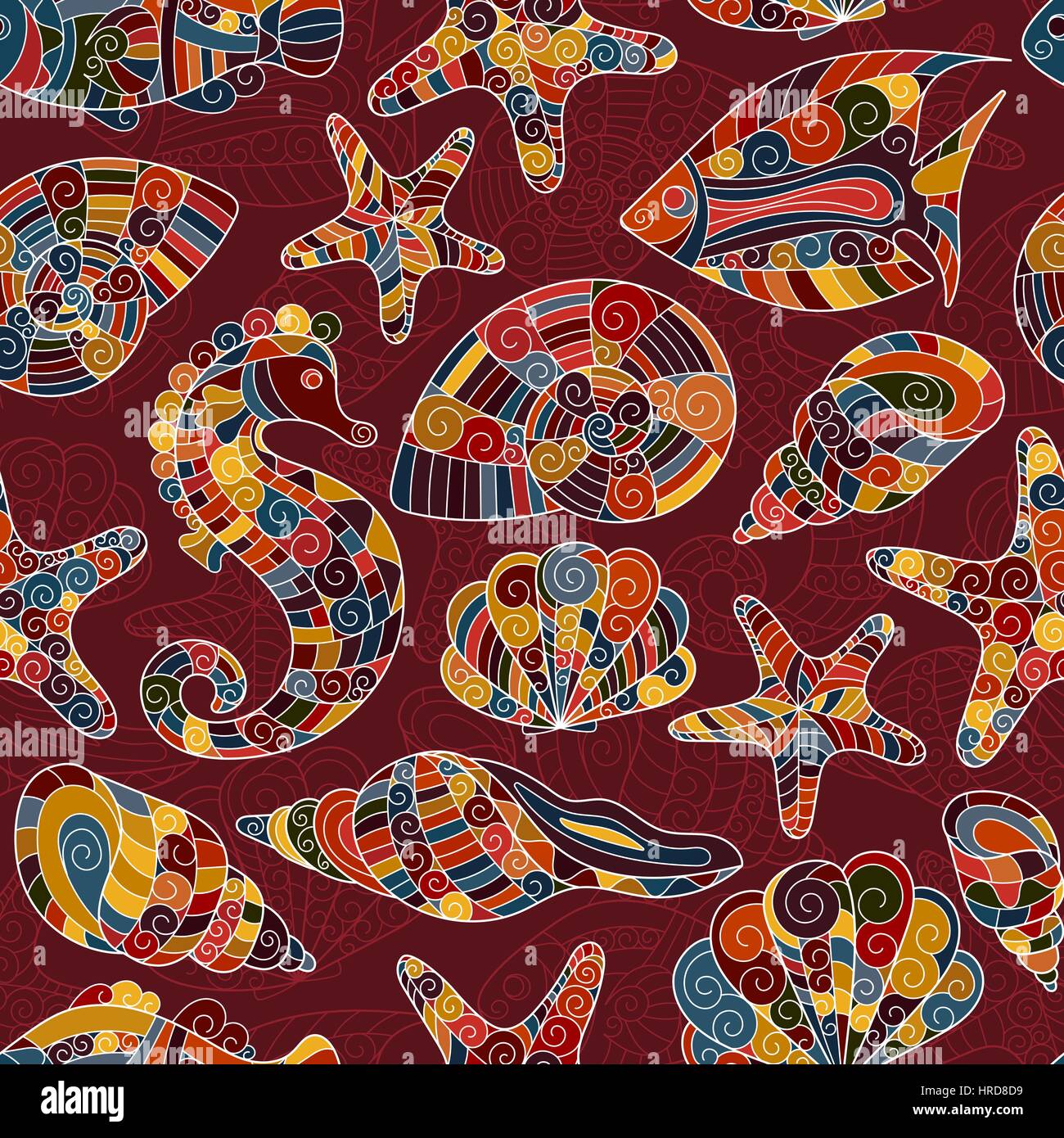 Zentangle stylized sea seamless pattern Stock Vector Image & Art - Alamy