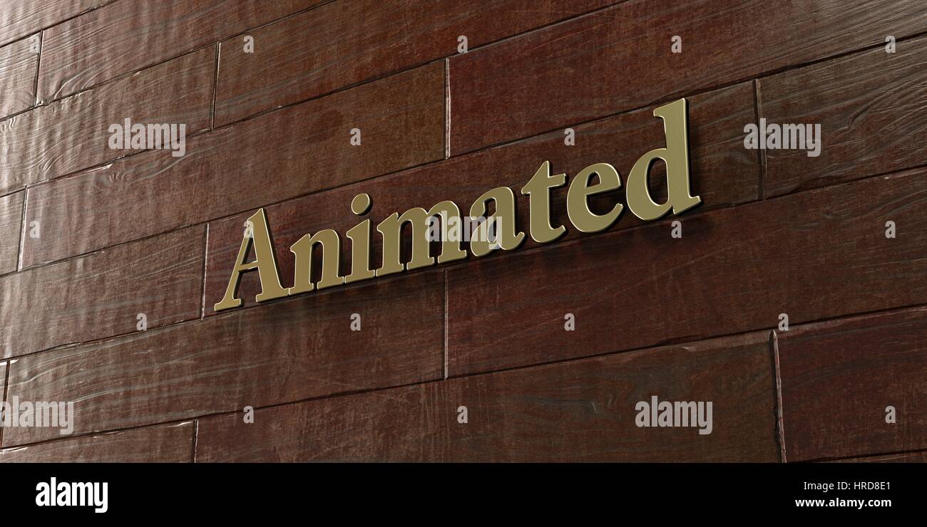 Animated - Bronze plaque mounted on maple wood wall - 3D rendered ...