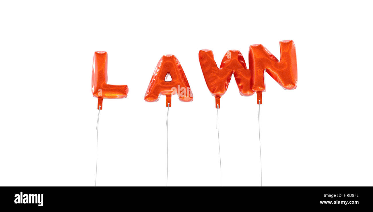 LAWN - word made from red foil balloons - 3D rendered. Can be used for ...
