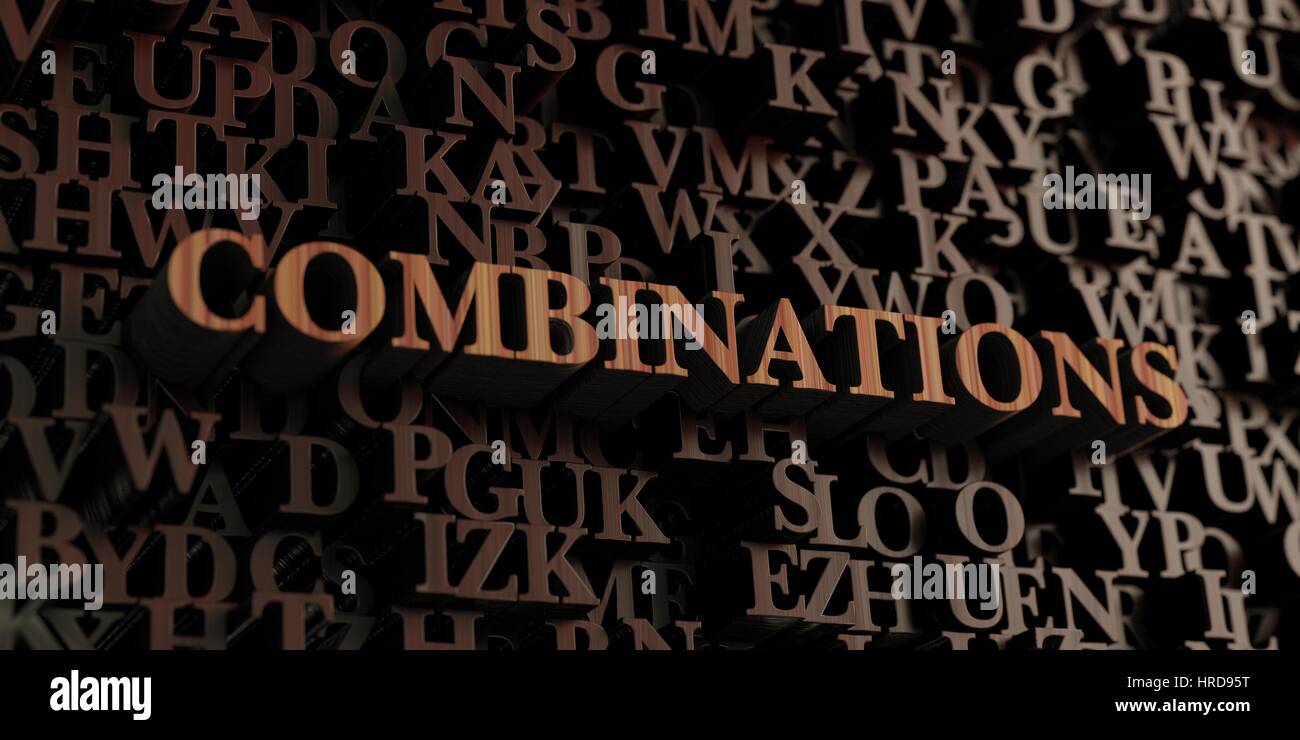Combinations - Wooden 3D rendered letters/message. Can be used for an ...