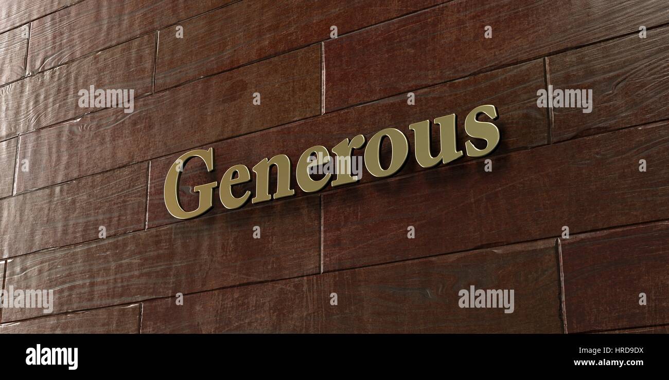 Generous - Bronze plaque mounted on maple wood wall - 3D rendered ...