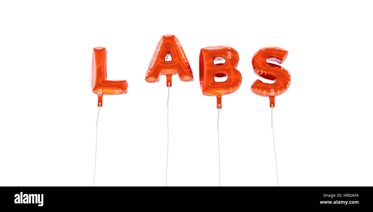 LABS - word made from red foil balloons - 3D rendered. Can be used for ...