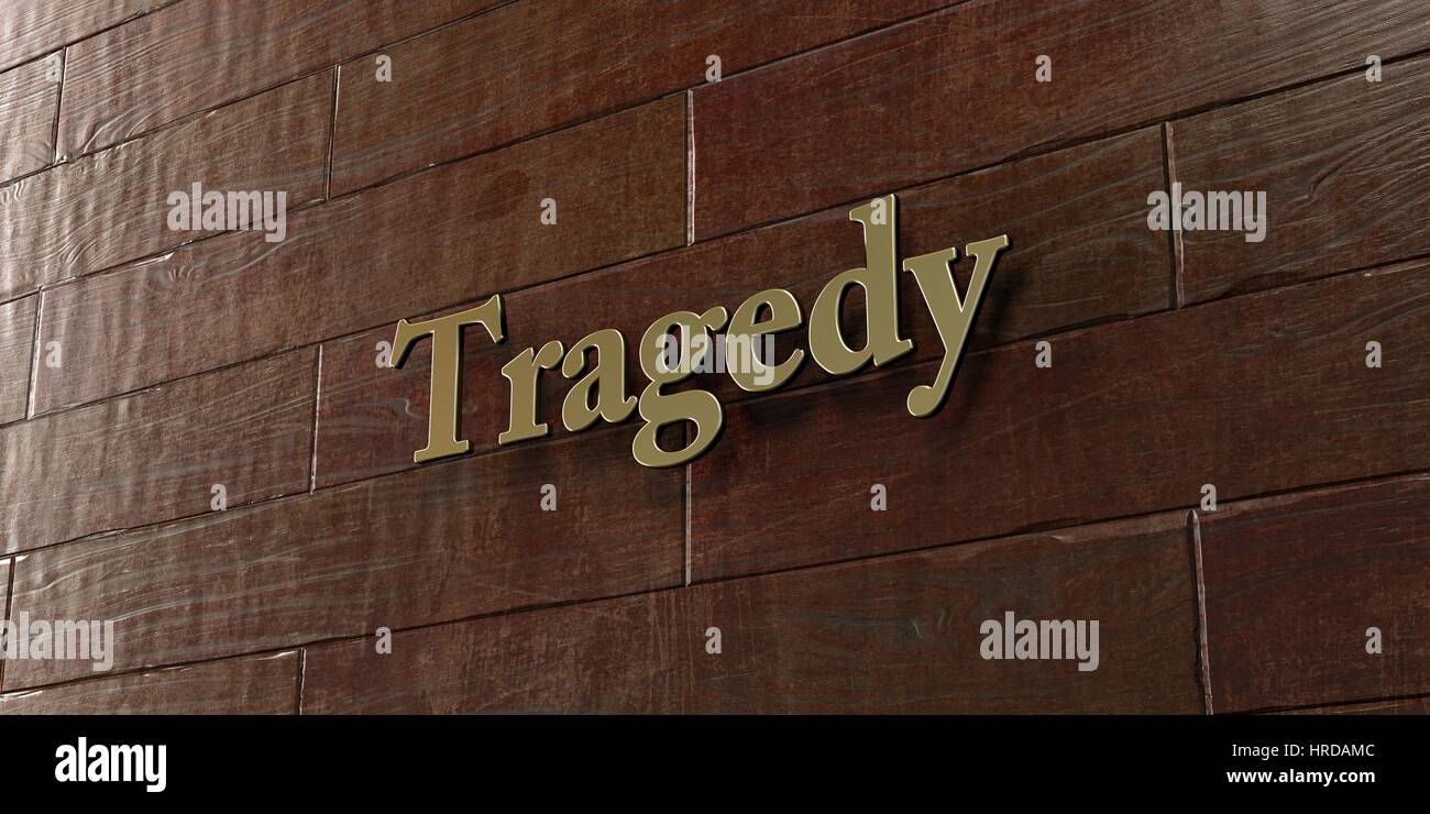 Tragedy - Bronze plaque mounted on maple wood wall - 3D rendered ...