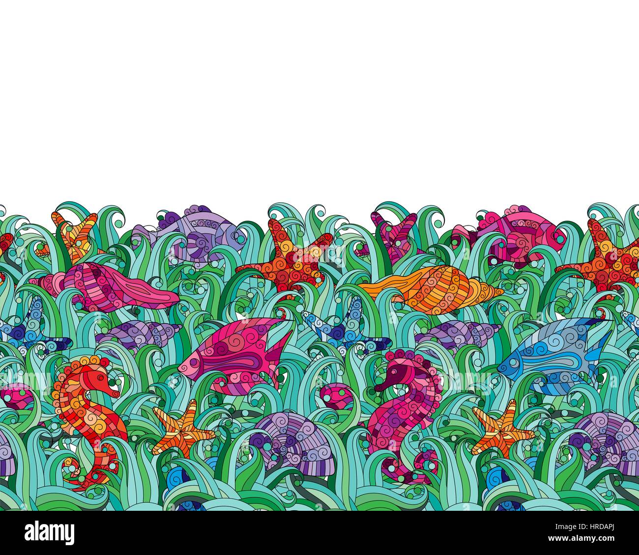 Border design fish swimming illustration hi-res stock photography and ...