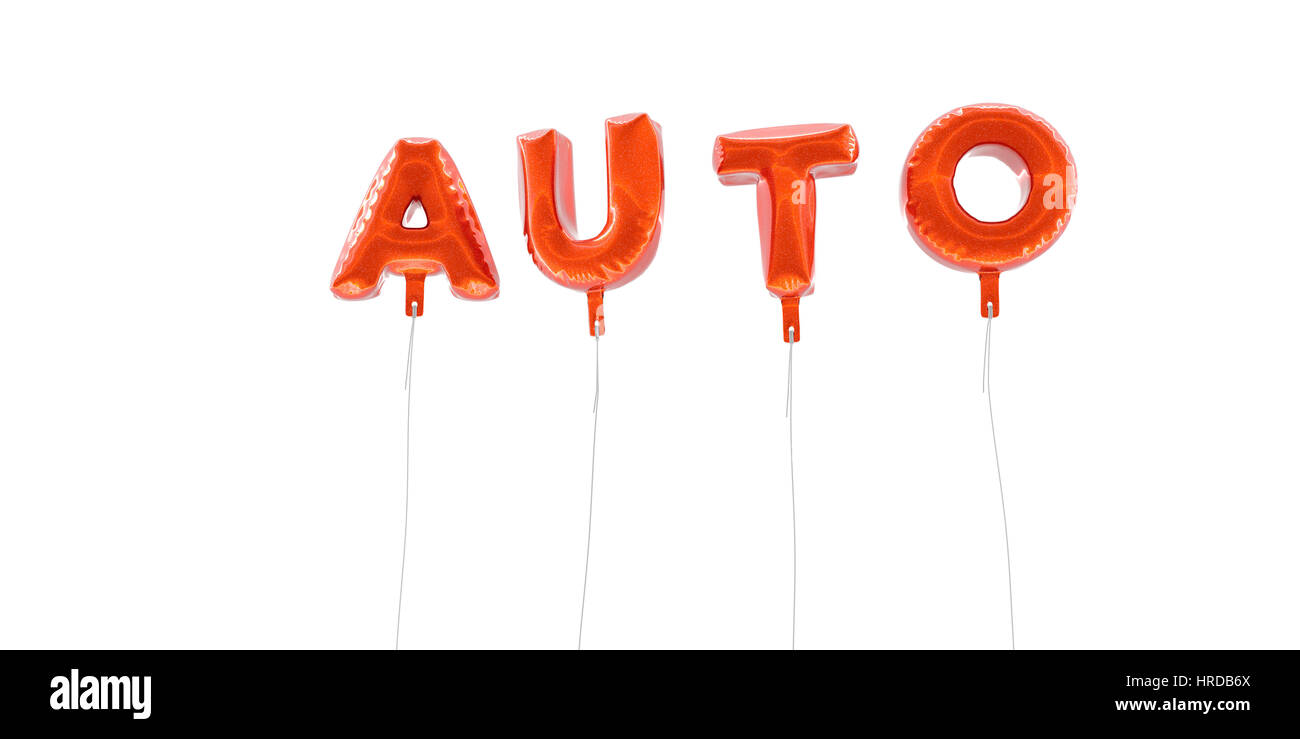 AUTO - word made from red foil balloons - 3D rendered. Can be used for ...