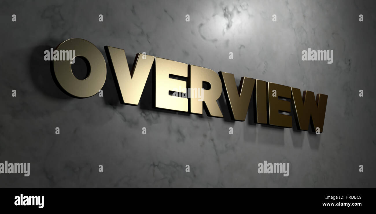 Overview - Gold sign mounted on glossy marble wall - 3D rendered ...