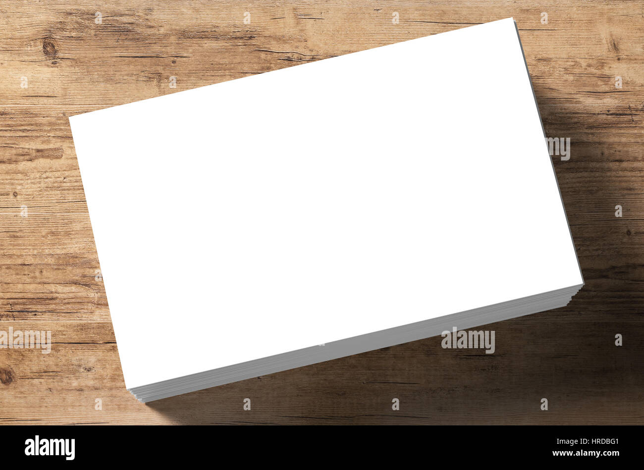 stack of blank name cards on wooden background Stock Photo - Alamy