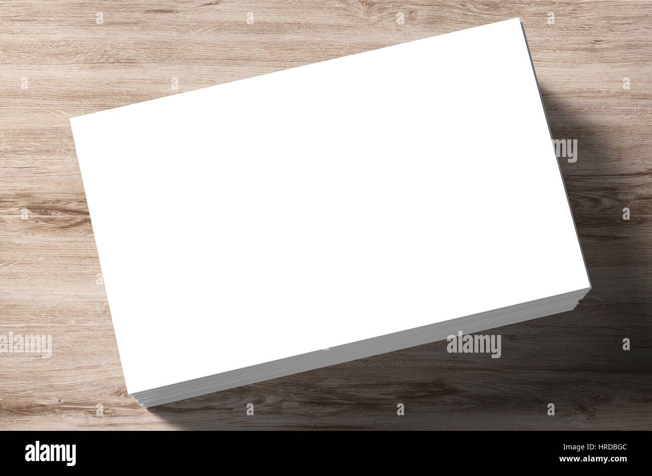 stack of blank name cards on wooden background Stock Photo - Alamy