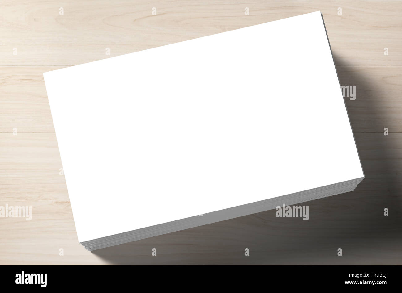 stack of blank name cards on wooden background Stock Photo - Alamy