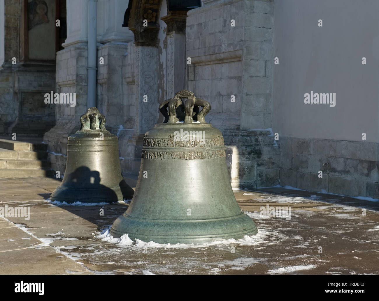 Ancient bell's at the entrance to the Archangel Cathedral of the Moscow ...