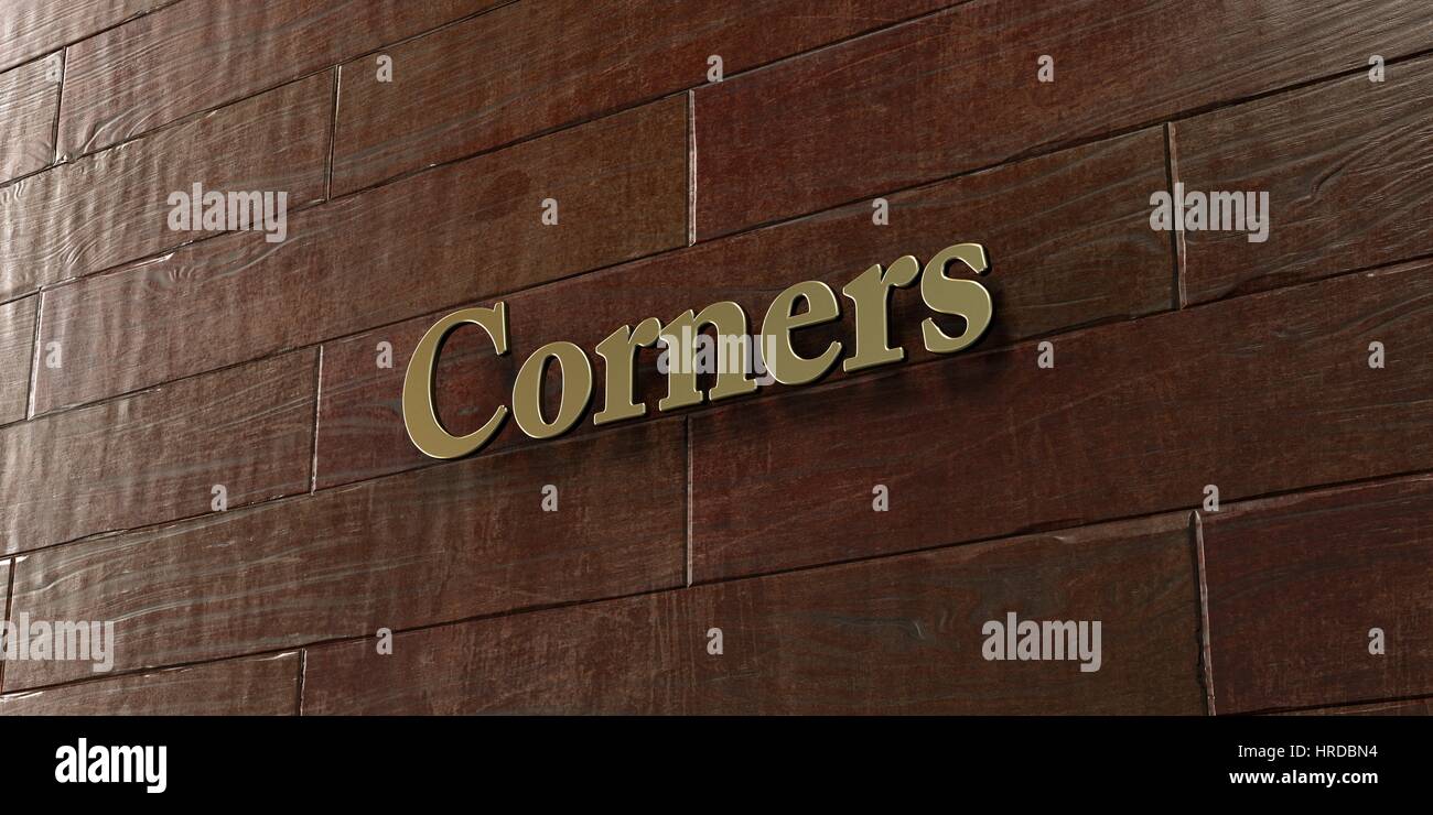 Corners - Bronze plaque mounted on maple wood wall - 3D rendered ...