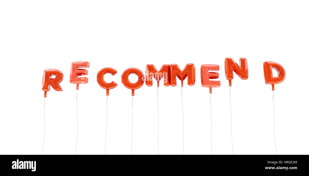 RECOMMEND - word made from red foil balloons - 3D rendered. Can be used ...