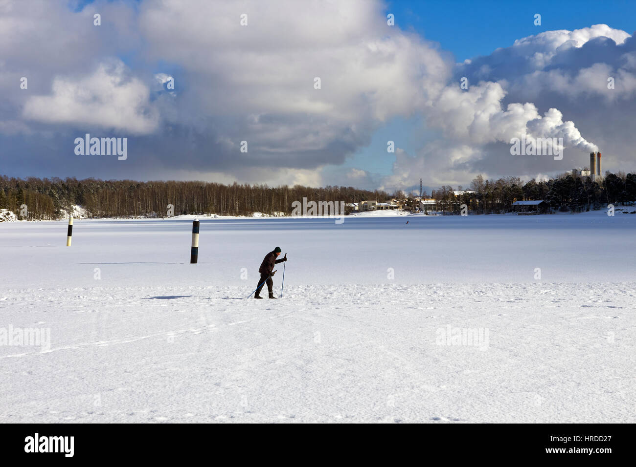 Winter scenery over the frozen lake, Lappeenranta Finland Stock Photo ...