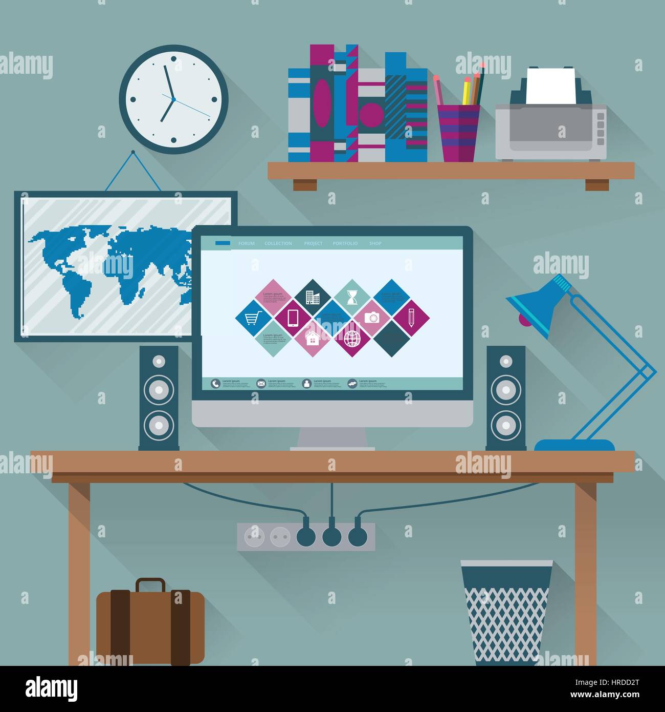 Modern computer workplace concept Stock Vector Images - Alamy
