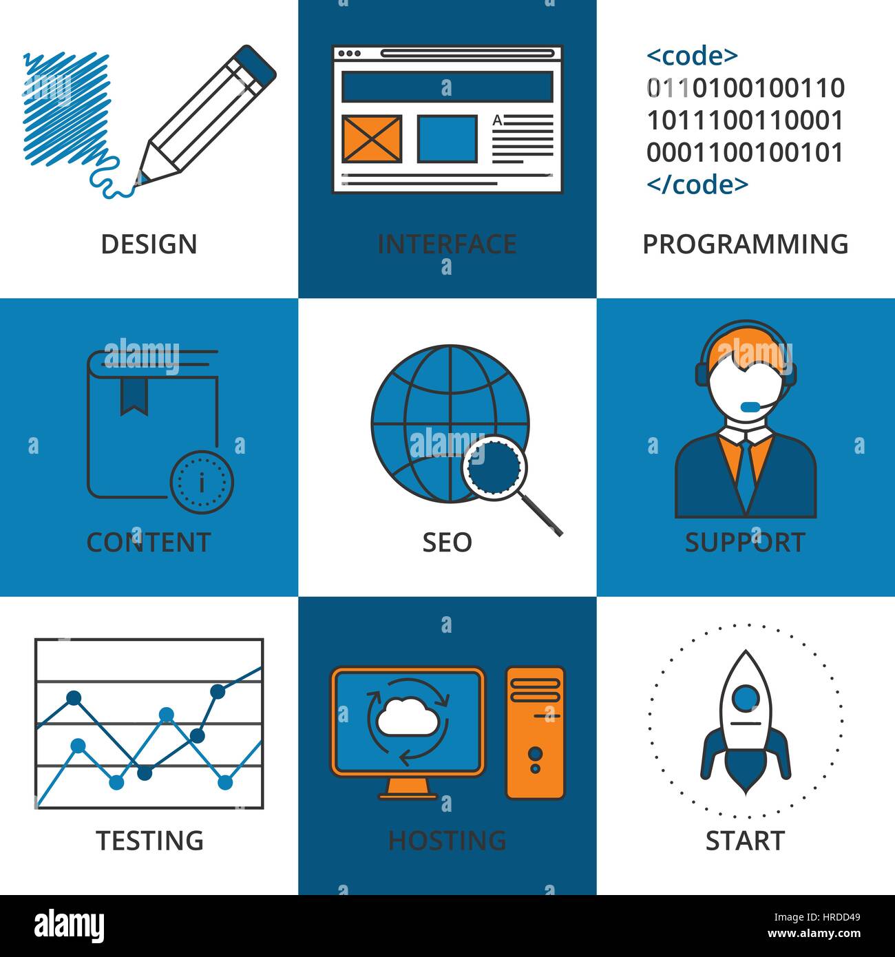 Web computing linear icons hi-res stock photography and images - Alamy