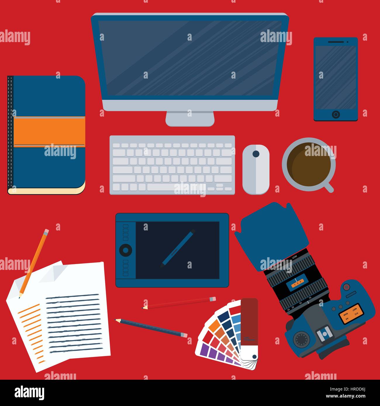 Workplace keyboard computer pen Stock Vector Images - Alamy