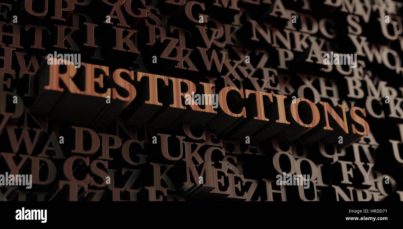 Restrictions - Wooden 3D rendered letters/message. Can be used for an ...