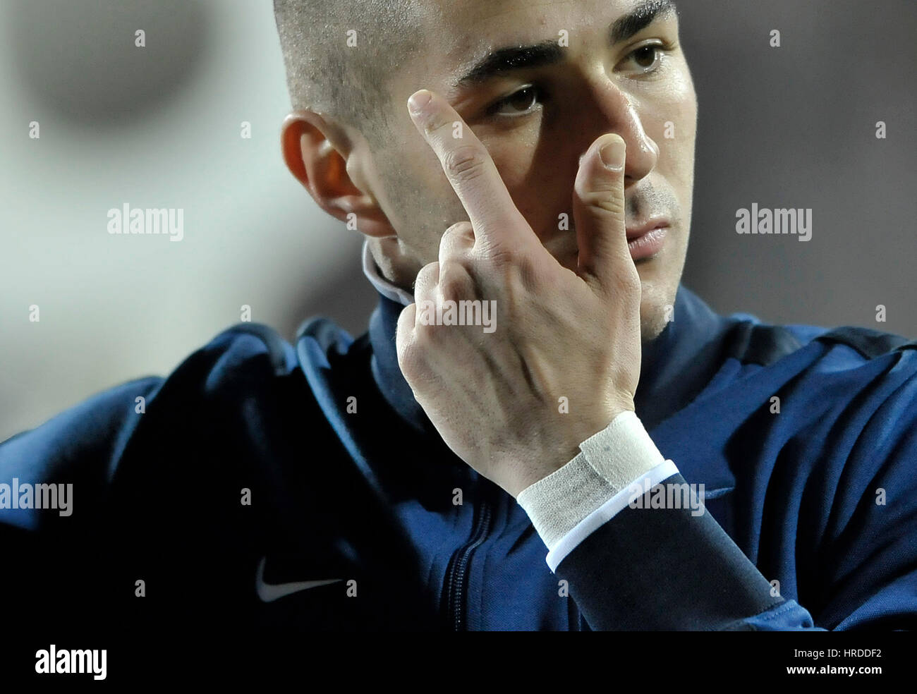 Karim Benzema of France prior the EURO 2012 Group D qualifying soccer ...