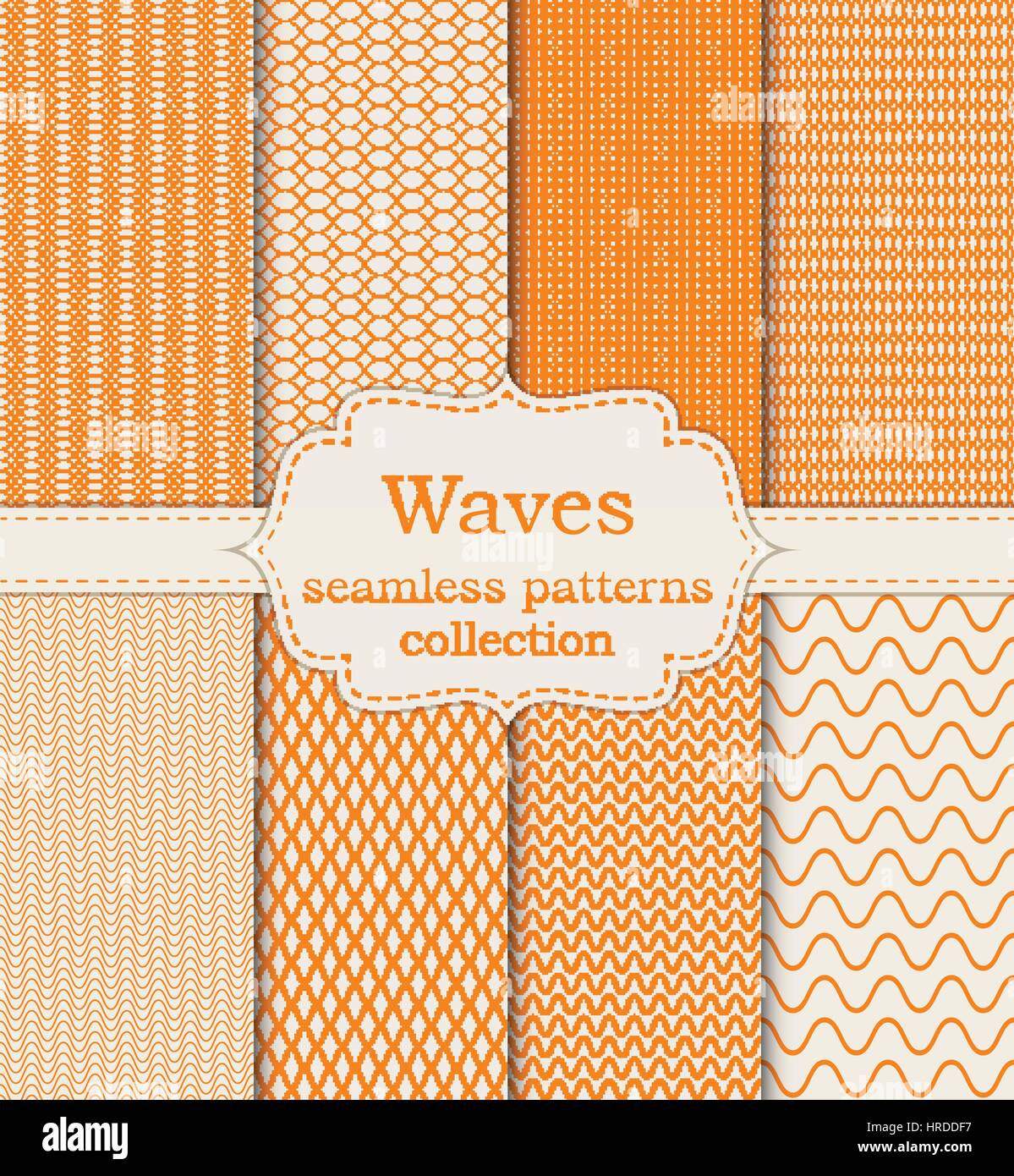 Vector illustration set of seamless patterns waves Stock Vector Image ...