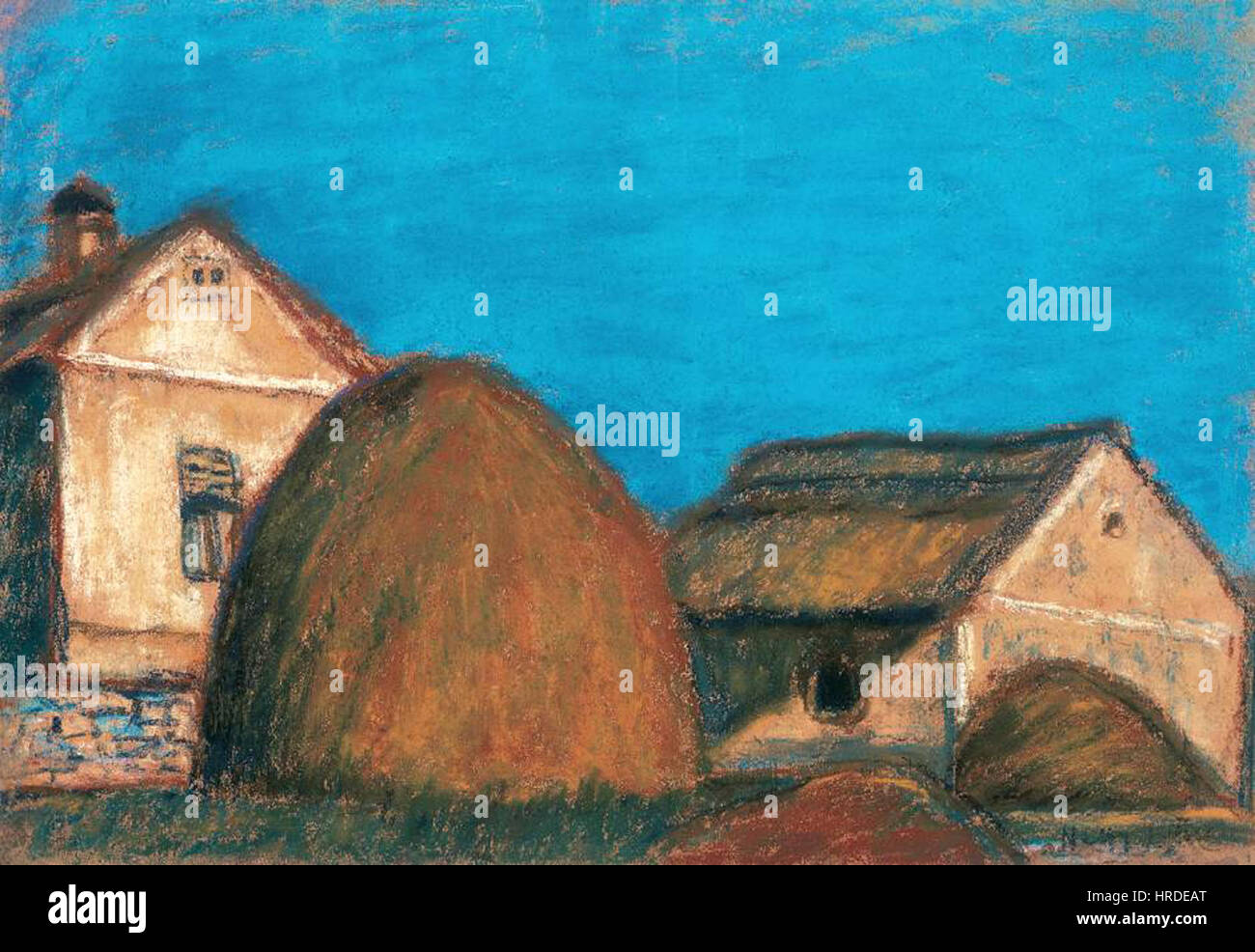 Nagy Haystacks with House Stock Photo - Alamy