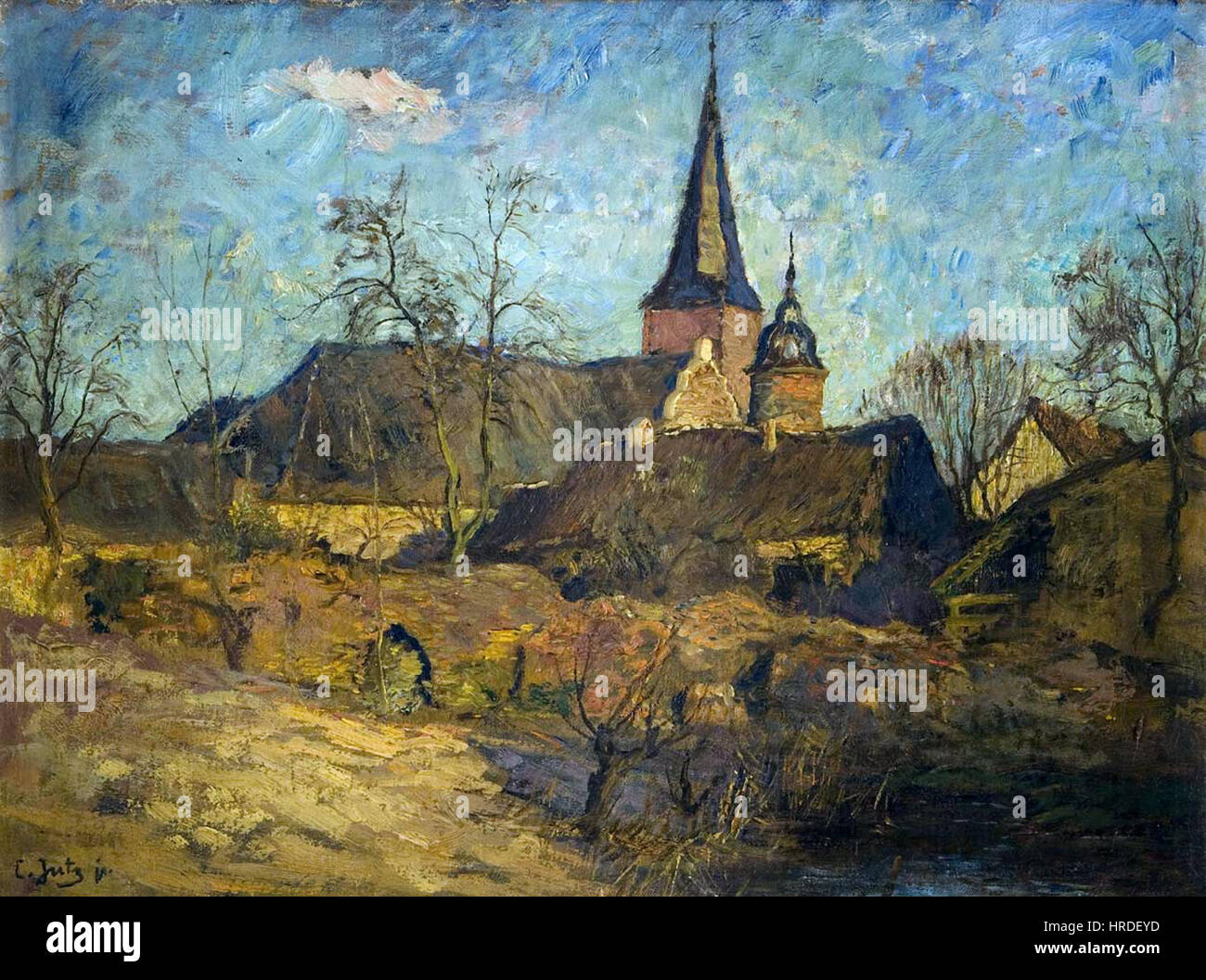 'Carl Jutz d J Dorf' by Carl Jutz depicts a quaint rural village scene ...