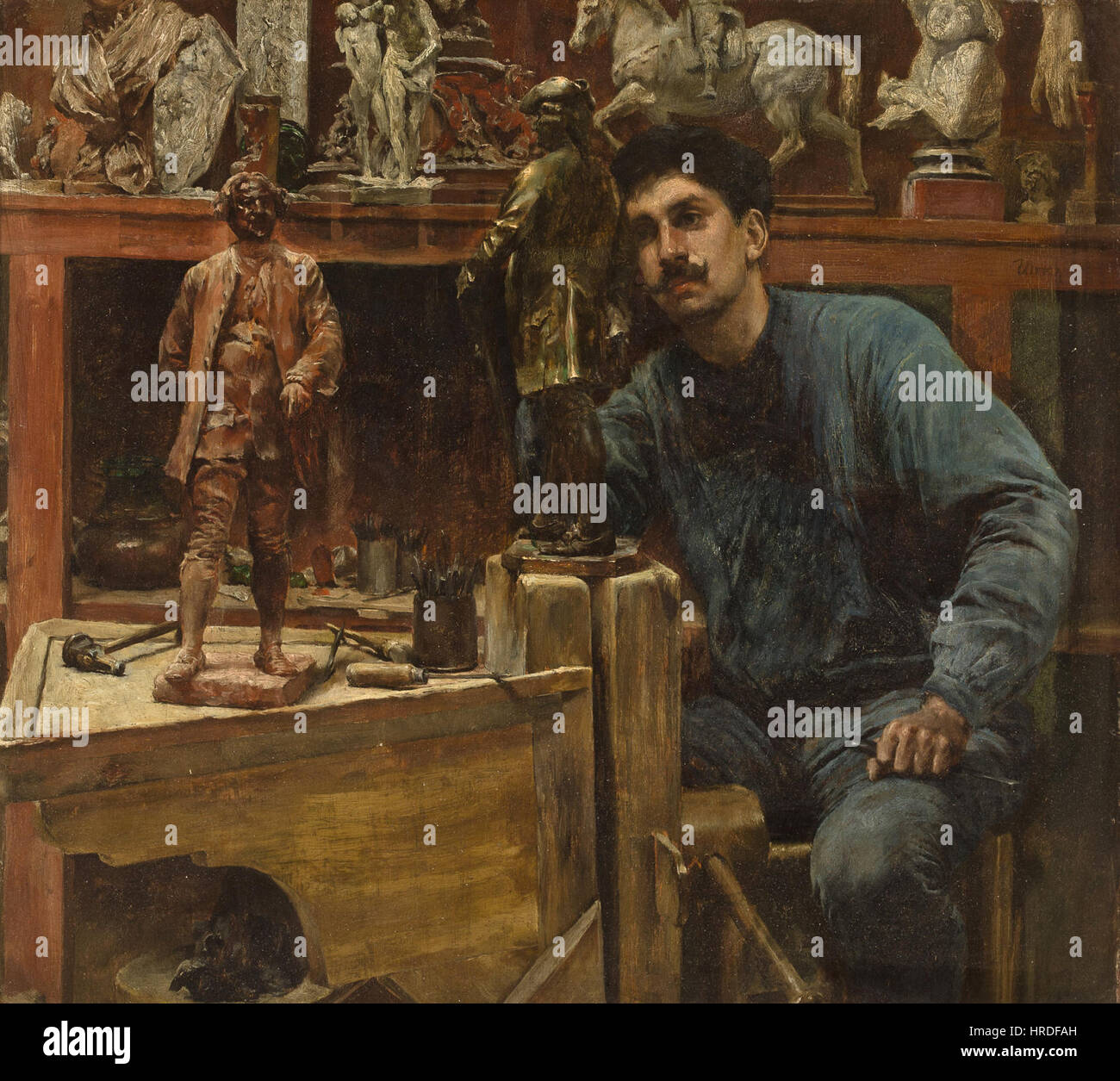 Charles Frederic Ulrich - Sculptor in Studio Stock Photo - Alamy