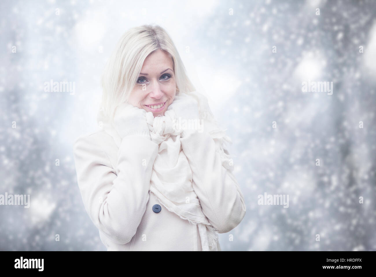 Portrait of a woman in winter in snow Stock Photo - Alamy
