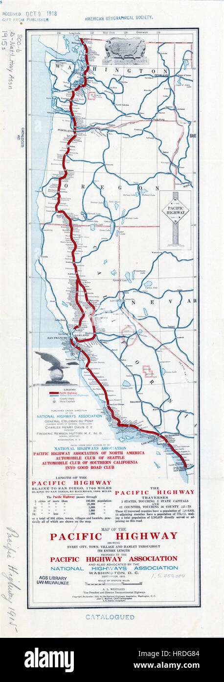 Map of the Pacific Highway WDL11541 Stock Photo - Alamy