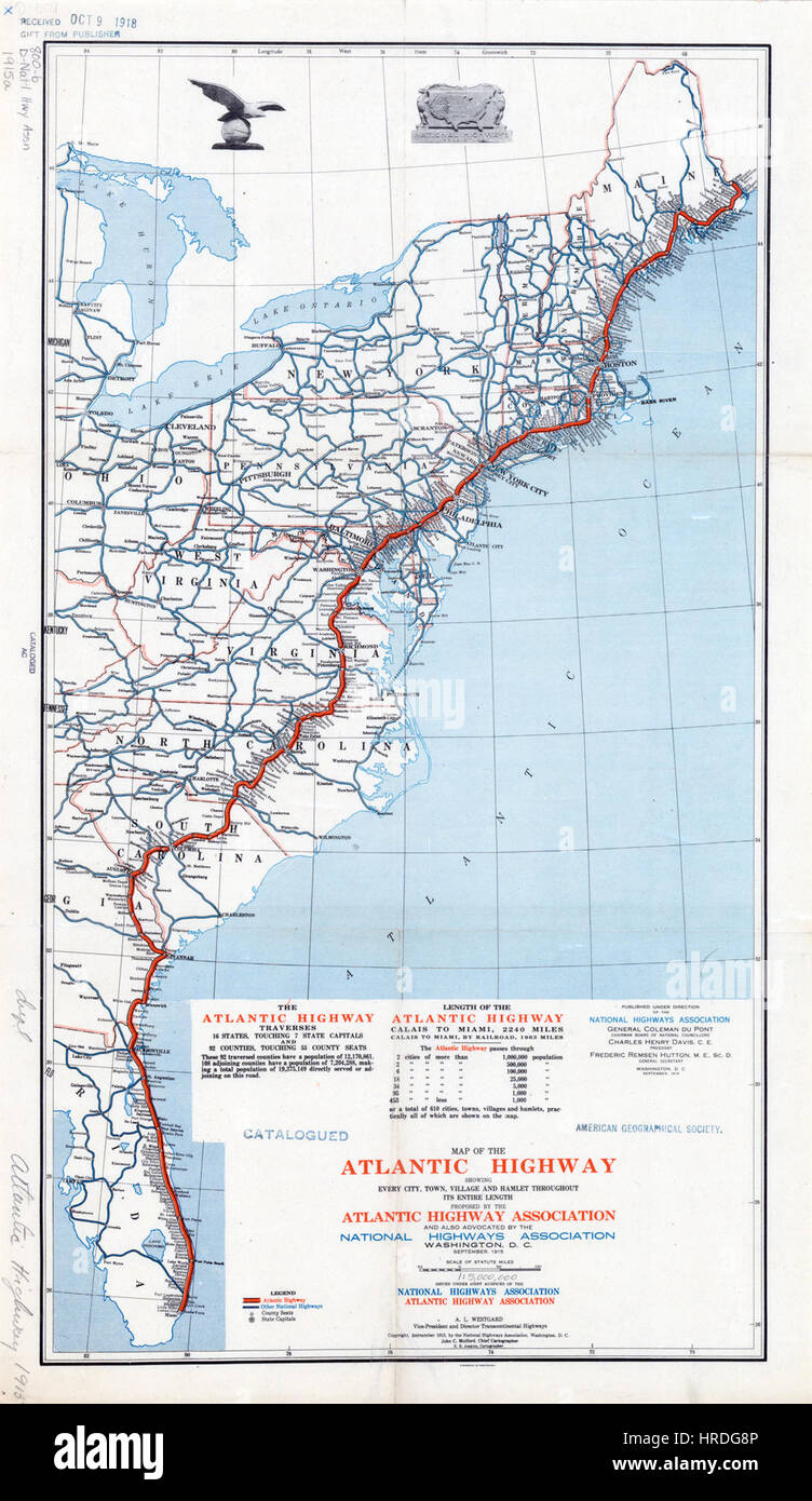 Map of the Atlantic Highway WDL11556 Stock Photo - Alamy