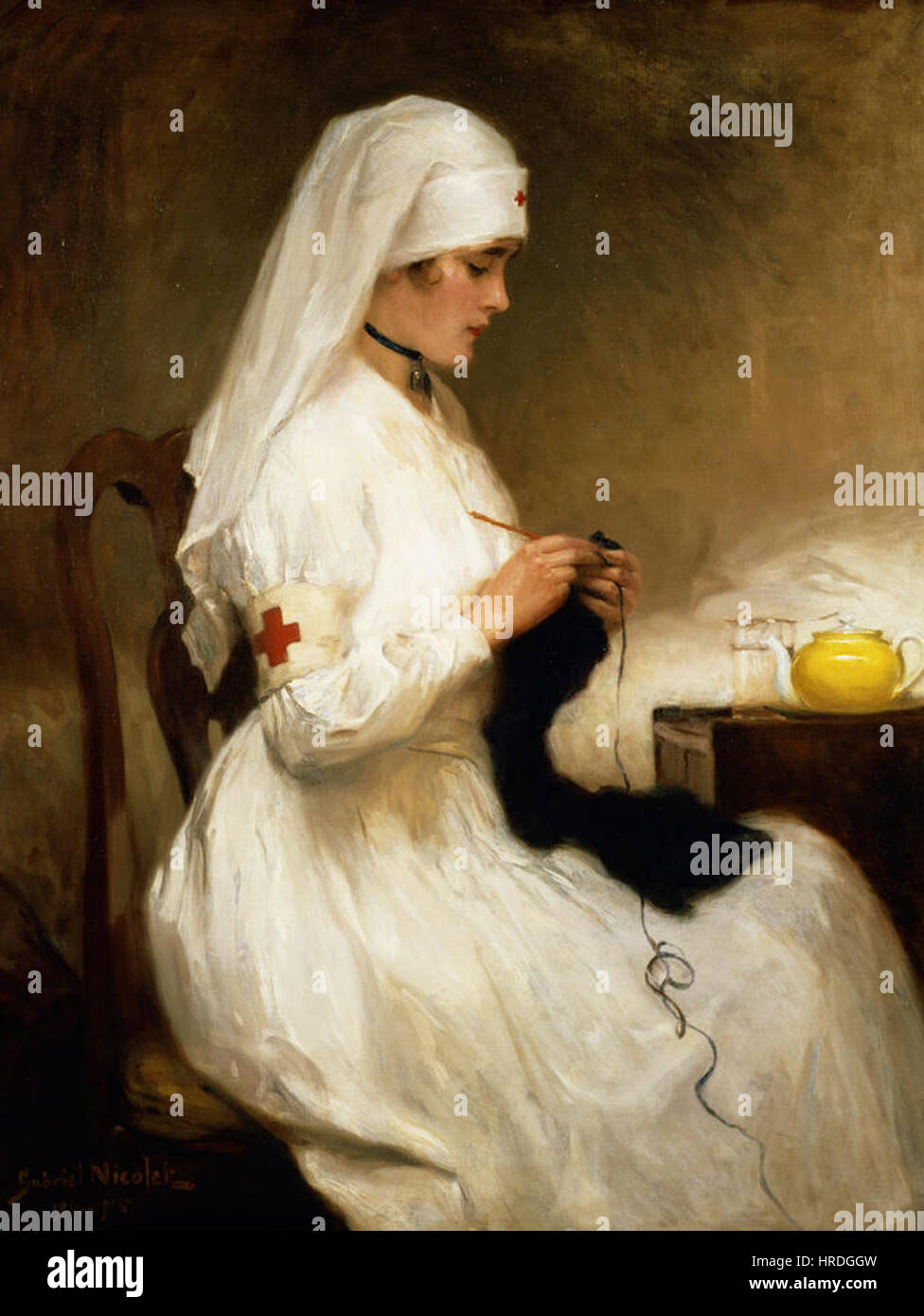 Gabriel Nicolet - Portrait of a Nurse from the Red Cross Stock Photo ...