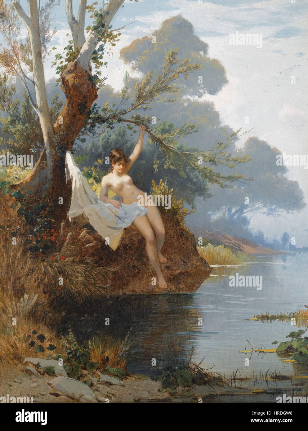 Hermann Corrodi’s 'Con la riva del fiume' depicts a tranquil riverside ...