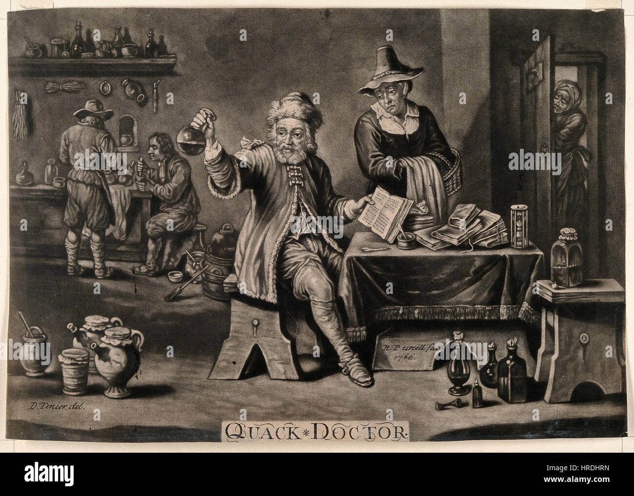 An excited physician examining a urine specimen and referrin Wellcome ...