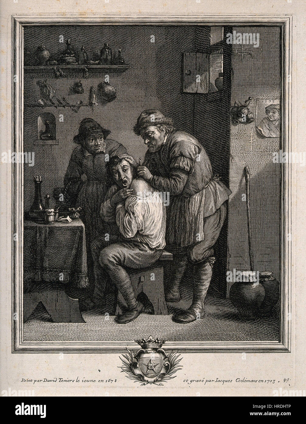 This 19th-century engraving by J. Wellcome depicts a surgeon performing ...