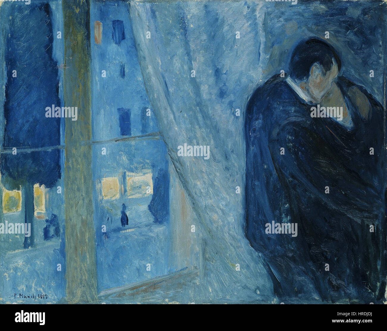 'Kiss by the Window' (1892) by Edvard Munch depicts a couple sharing a ...