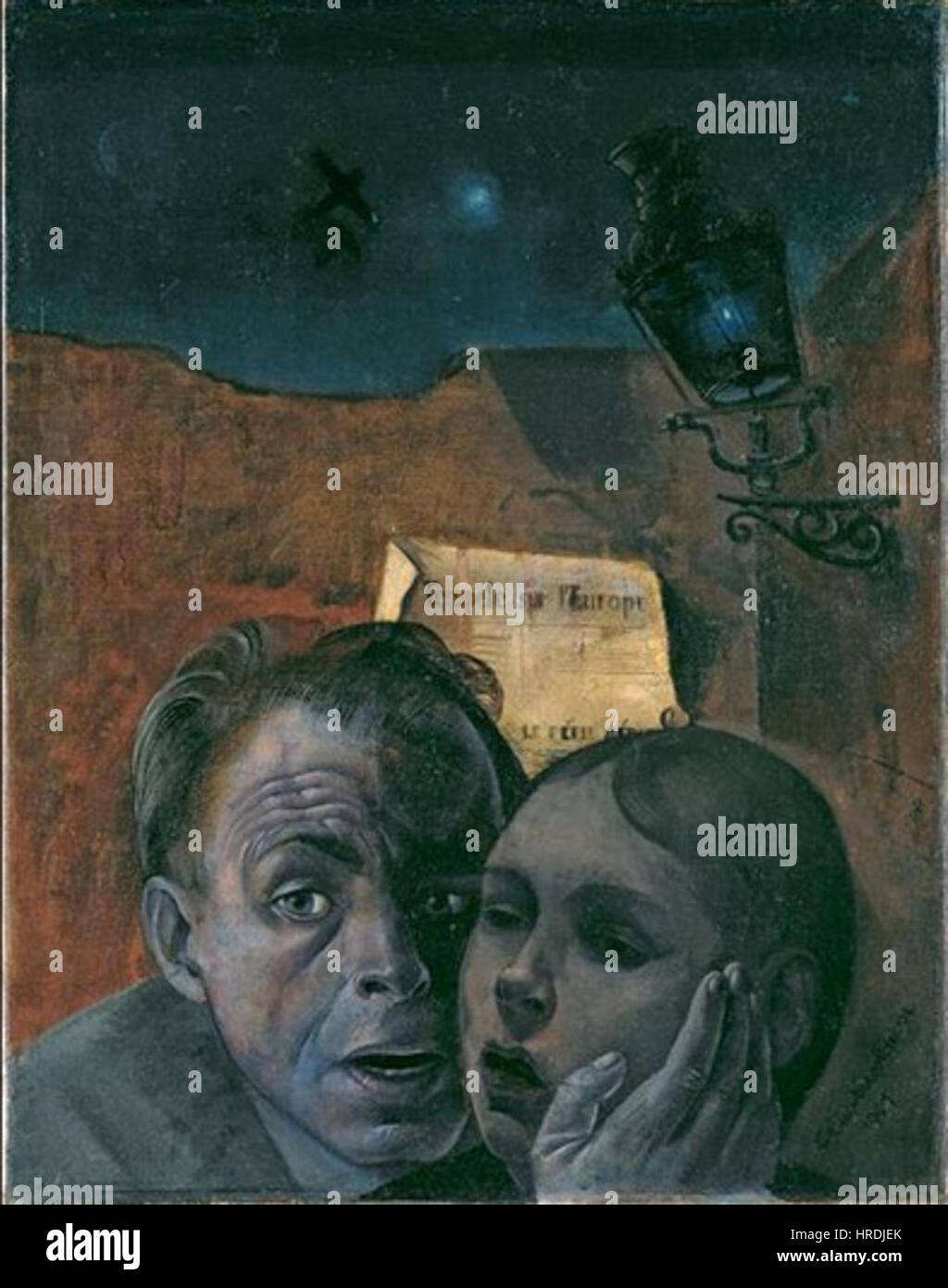 The painting titled 'Peur' (Fear), artist unknown, evokes a powerful ...