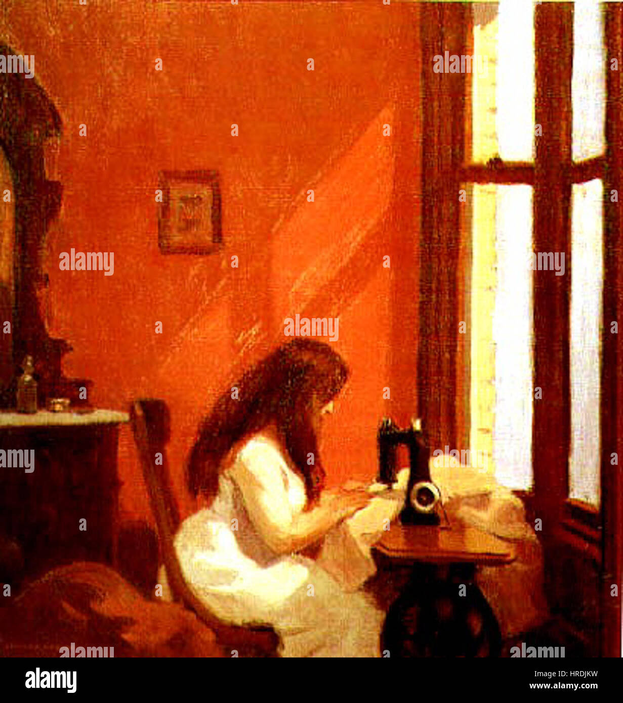 Girl at Sewing Machine by Edward Hopper Stock Photo - Alamy