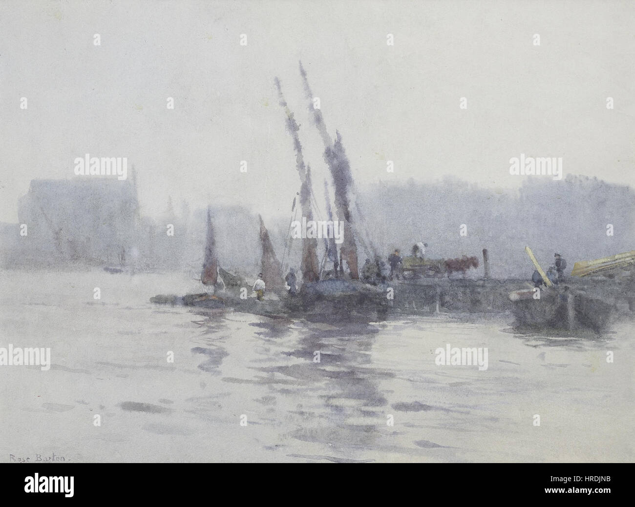 Rose Maynard Barton’s 'Boats in a Harbour' depicts a tranquil scene of ...