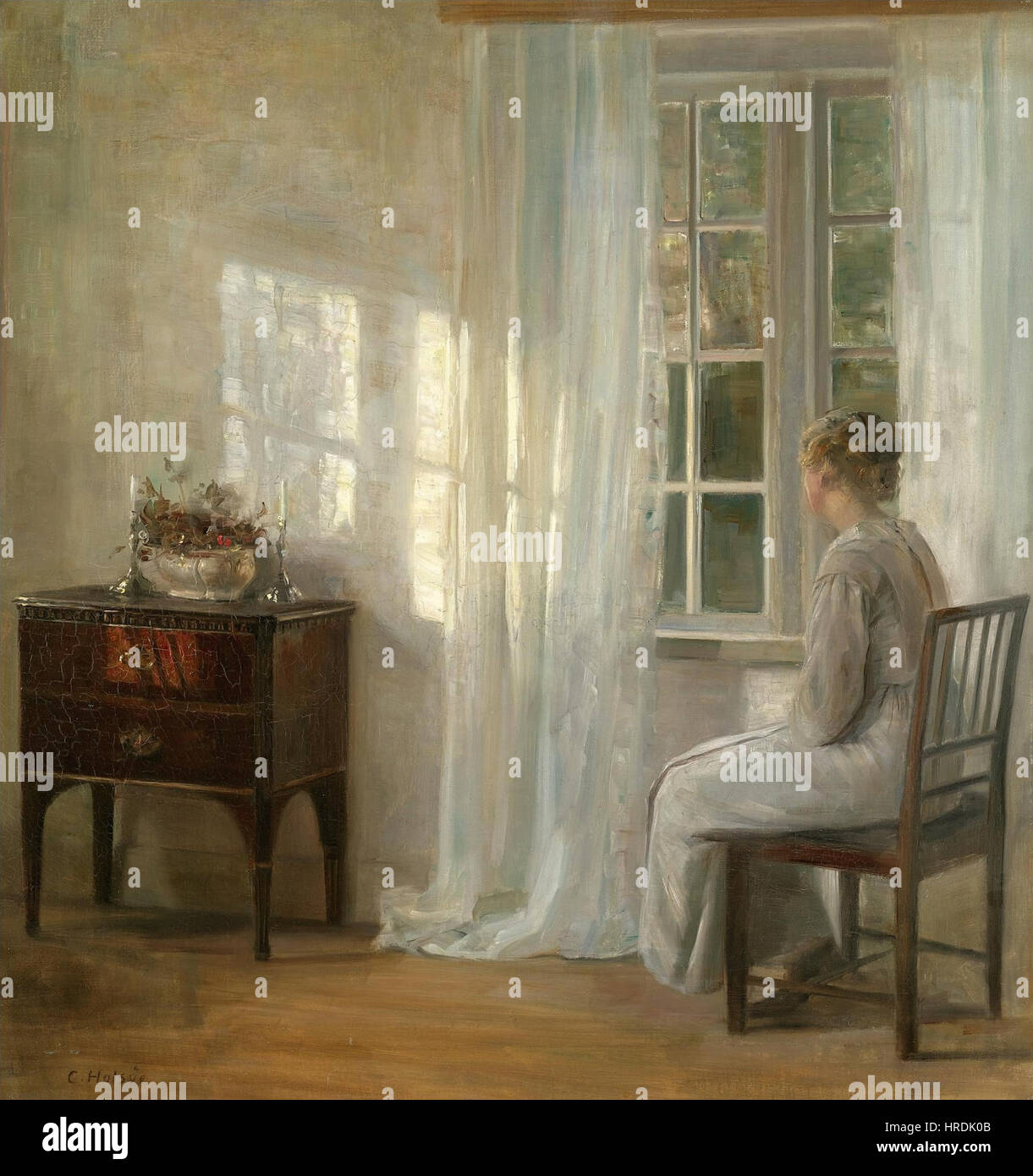 The painting 'Waiting by the Window' captures a moment of quiet ...