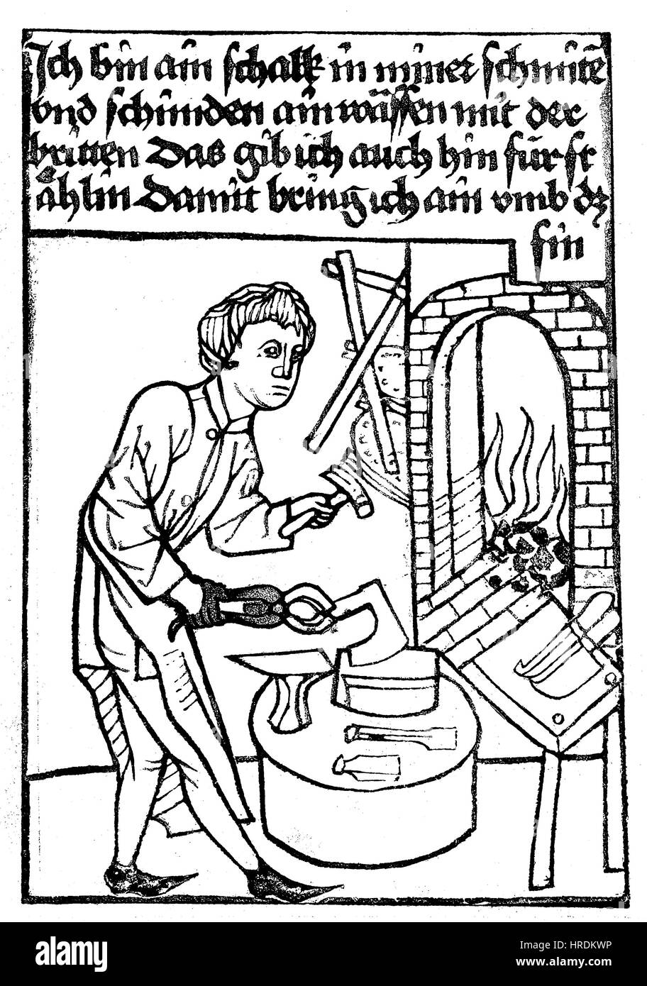"The fraudulent weapon smith, gun smith, woodcut in a xylographical ...